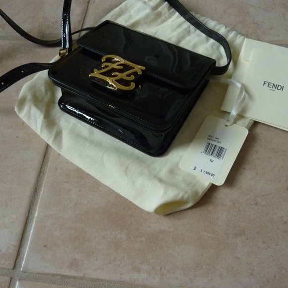 Fendi | Bags | Fendi Karligraphy Patent Ff Logo Shoulder Bag | Poshmark